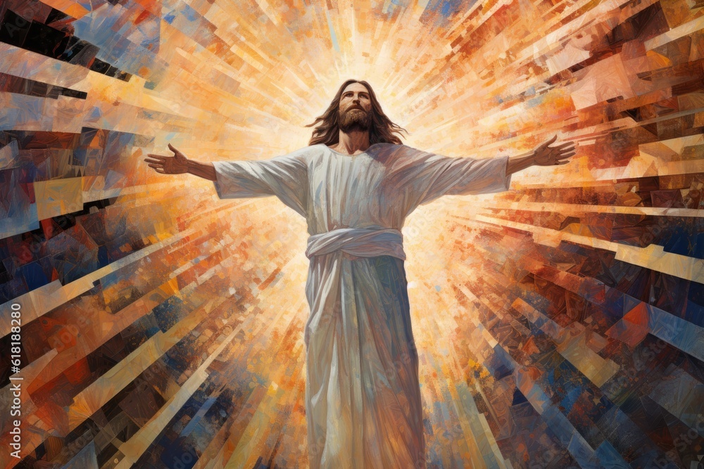 The Resurrection of Jesus. Christian concept interpretation. Artwork ...