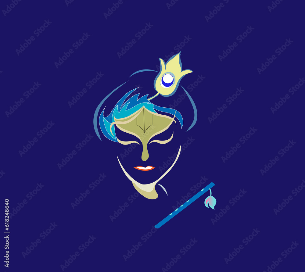 sree krishna logo illustrations vector graphics & clip art design Stock ...