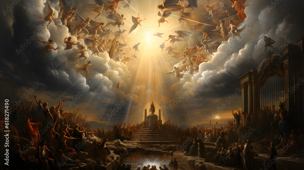 Renaissance-Inspired Ancient Style Painting of Heaven, Celestial ...