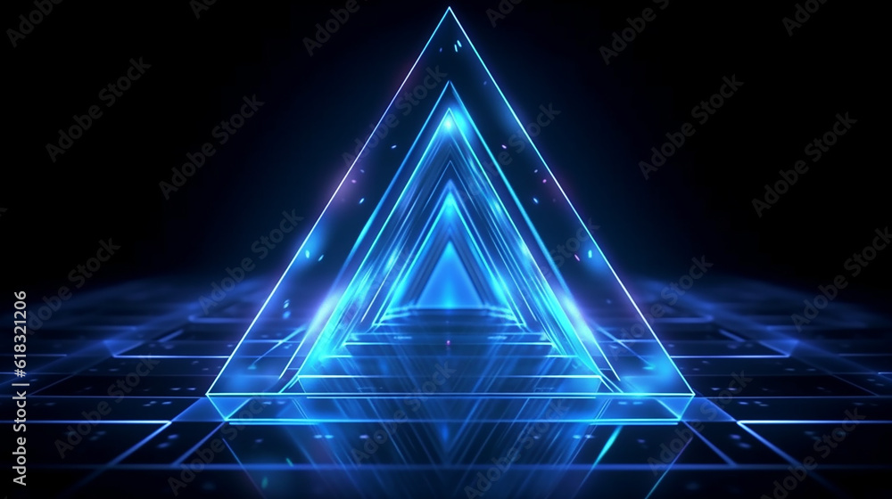 Innovation of triangle border frame with blue neon light effects ...