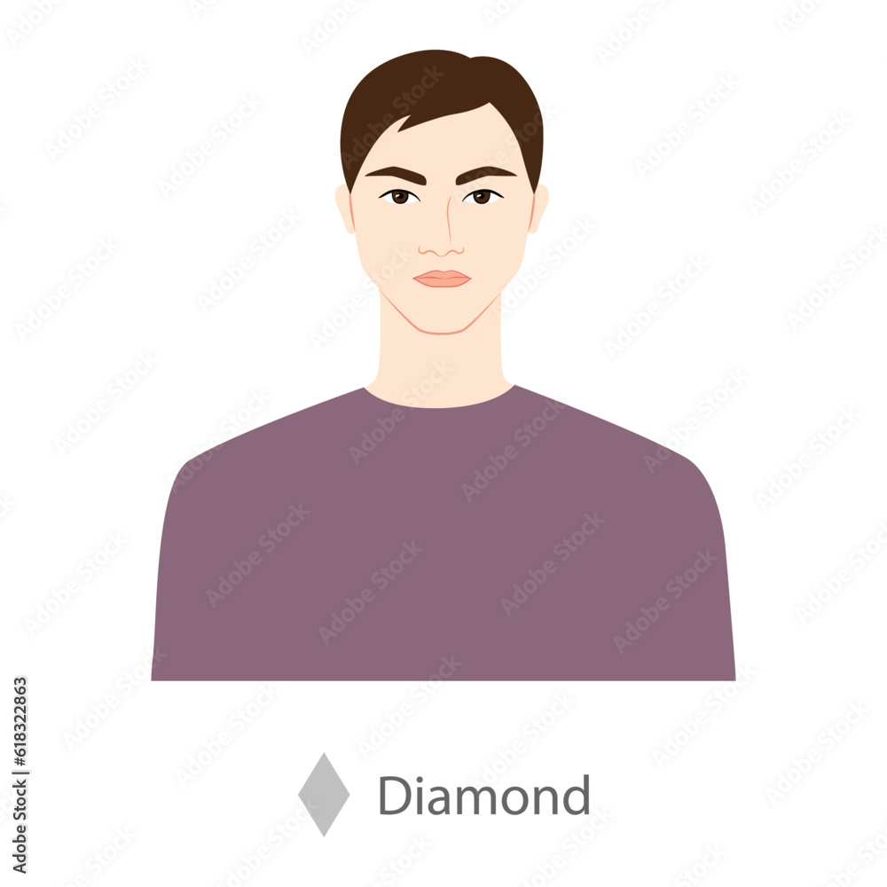 Vetor Men face diamond shape type with text diagram. Male Vector ...