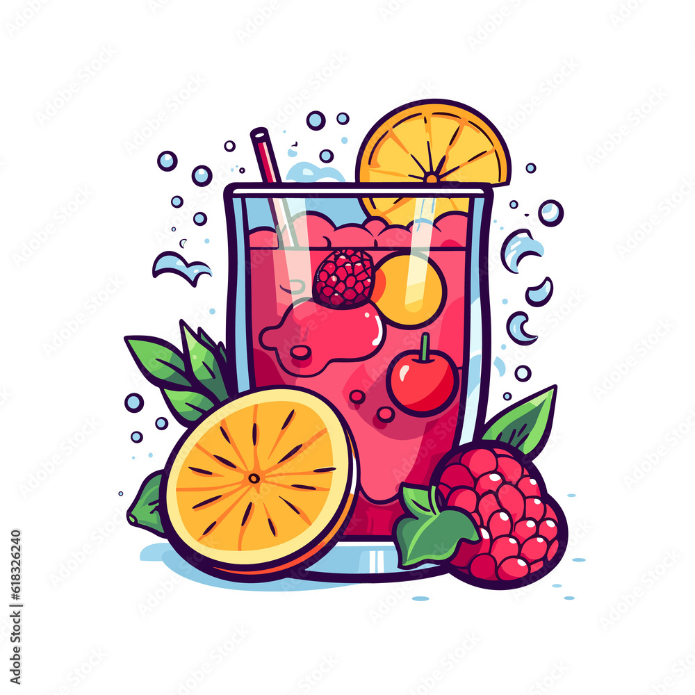 Cartoon Fruit punch , PNG Cartoon, Illustration の Stock イラスト | Adobe Stock