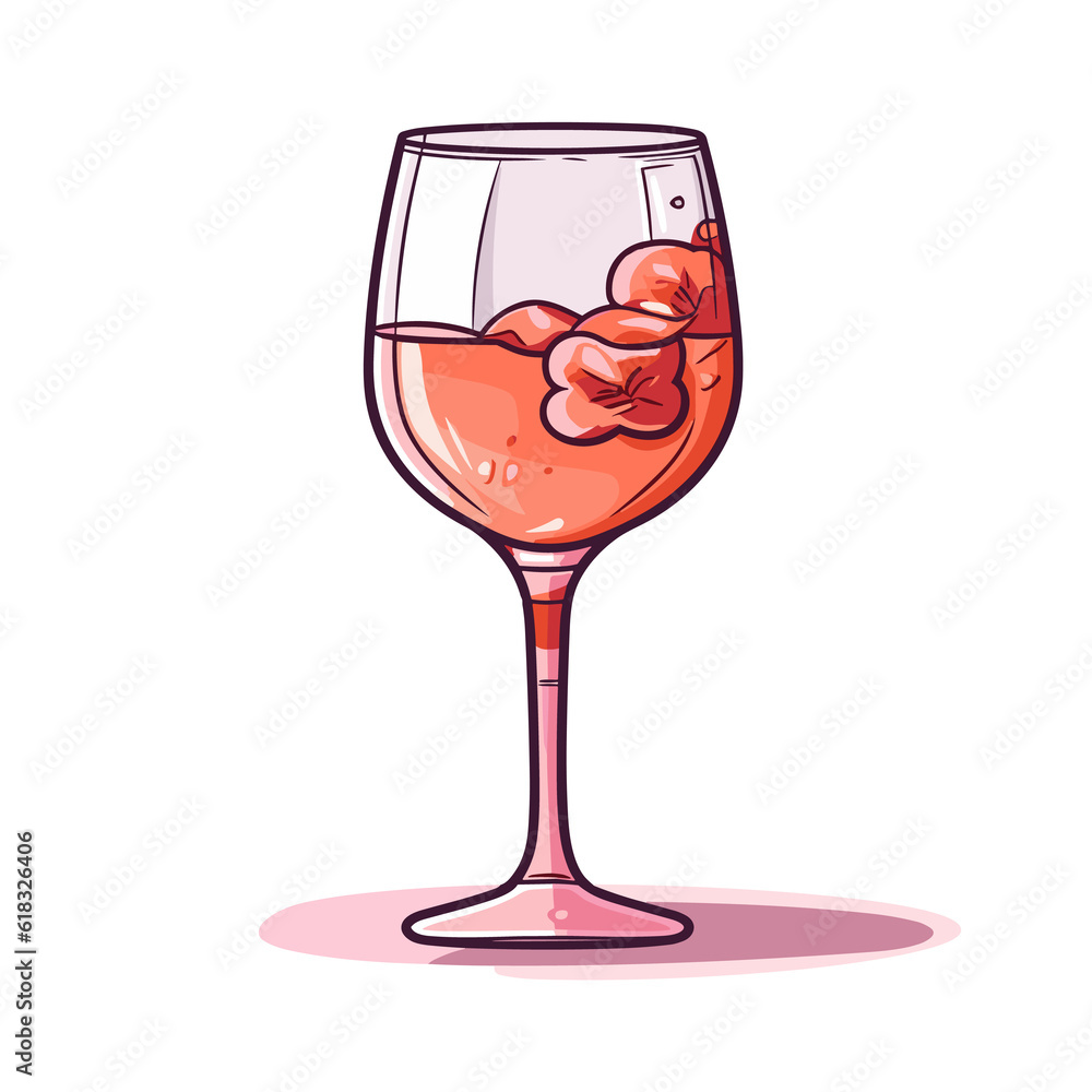 Cartoon Ros wine , PNG Cartoon, Illustration Stock Illustration | Adobe ...