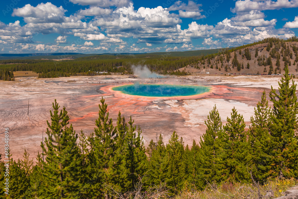 Stock-Foto „The Grand Prismatic Spring in Yellowstone National Park is ...
