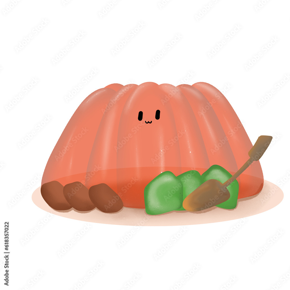 Jelly, hand drawn cartoon style in pastel tones. Stock Illustration ...