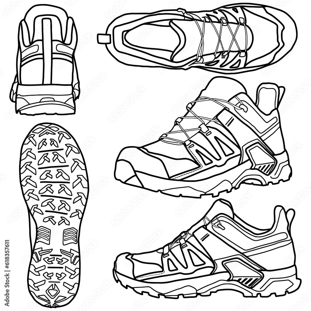 Template vector hiking shoes, suitable for your custom hiking shoes ...