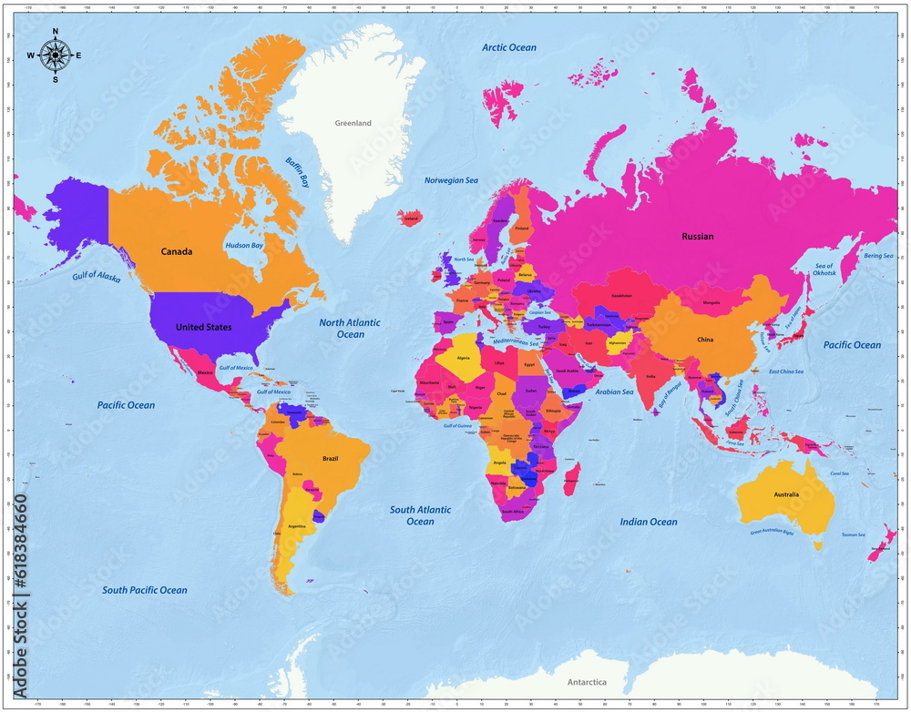 World Country Map (JPEG) Stock Illustration | Adobe Stock