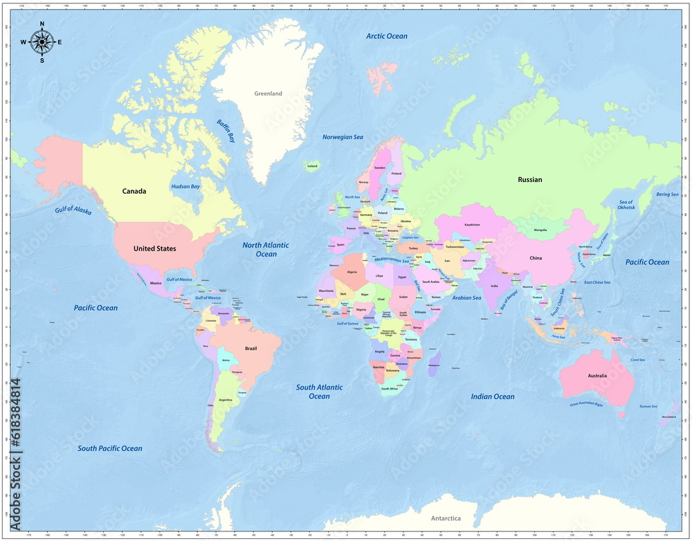 World Country Map (JPEG) Stock Illustration | Adobe Stock