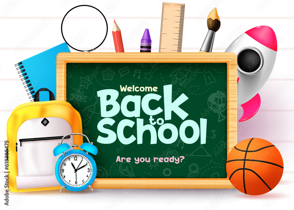 Welcome back to school vector design. Back to school text in green ...