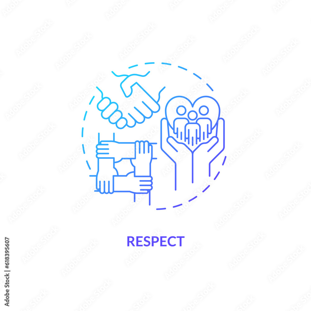 Respect blue gradient concept icon. Human dignity. Cultural sensitivity ...