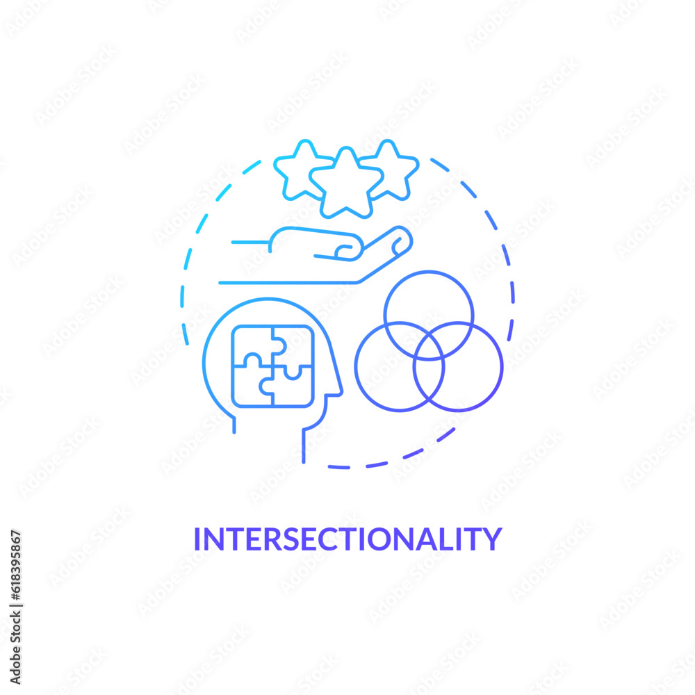 Intersectionality blue gradient concept icon. Person identity. Social ...