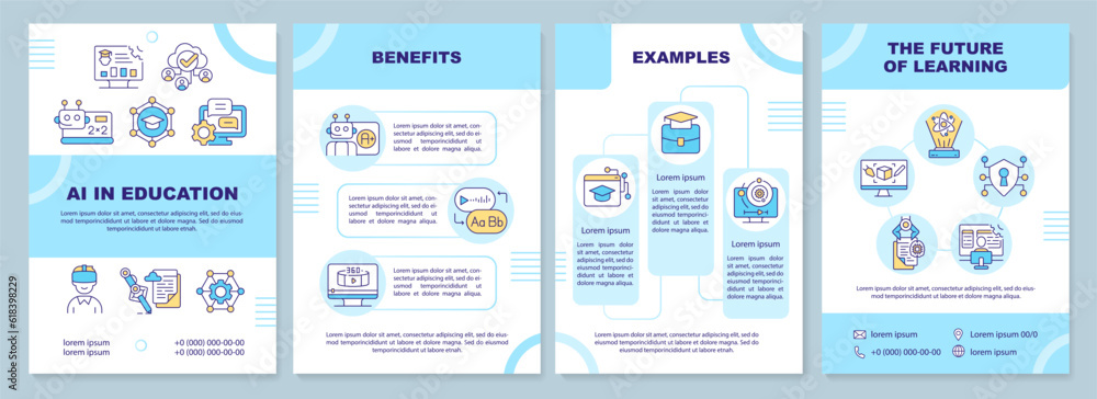AI in education blue brochure template, leaflet design with linear ...