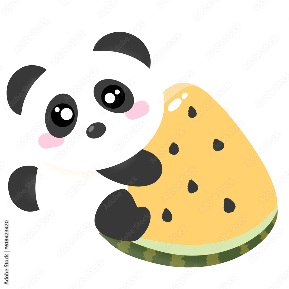 baby panda,watermelon,fruity, cartoon,cute icon , vector, illustration ...