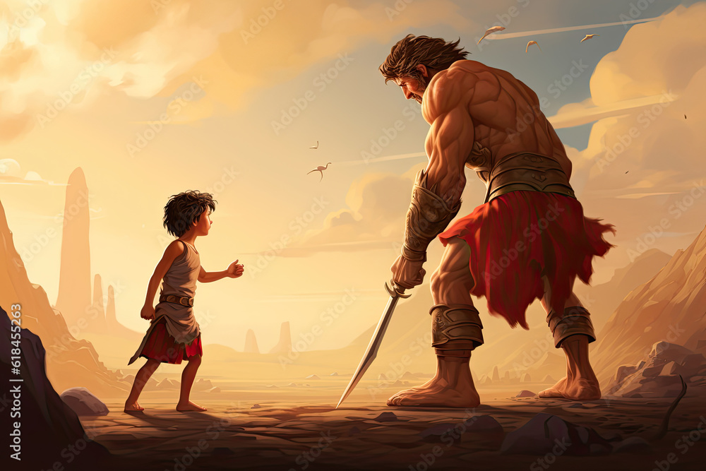 David and Goliath Bible story religious tale Christian, generated ai ...