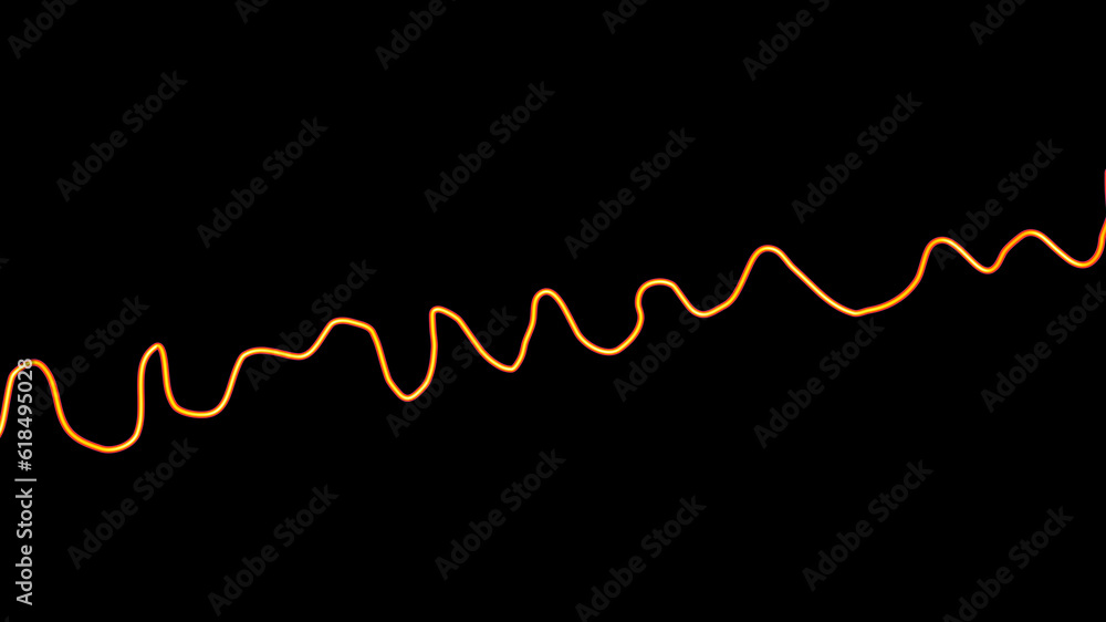 Electrocardiogram ECG displaying ventricular fibrillation rhythm, 3D ...