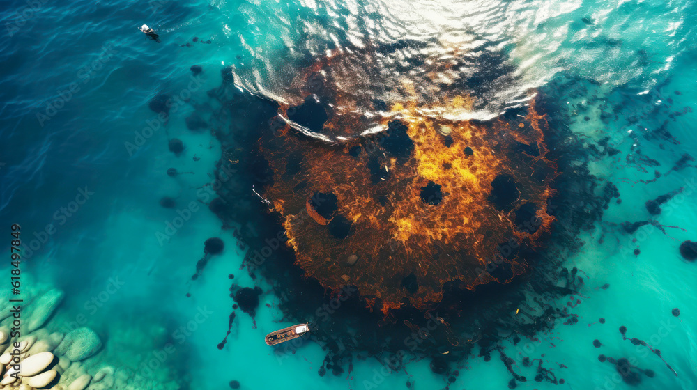 Pollution of the sea coast by oil spills. Negative human impact on the ...