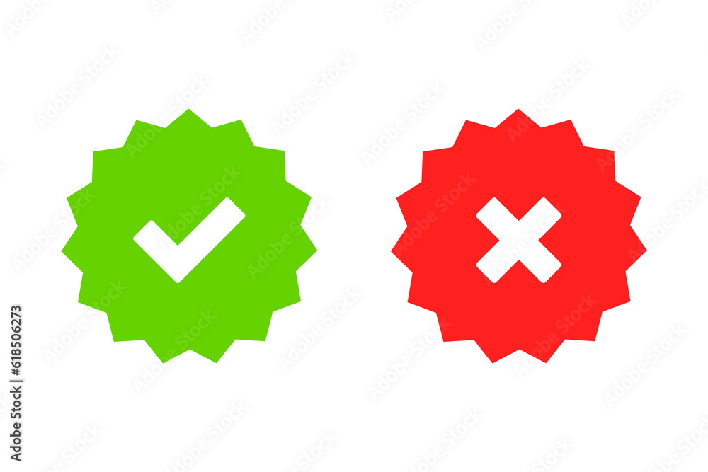 Check mark icon. Vector check mark. Wrong sign. Reject icon. Badge ...