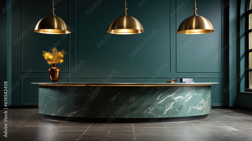 Stylish reception desk with modern hotel lobby. Stock Illustration ...