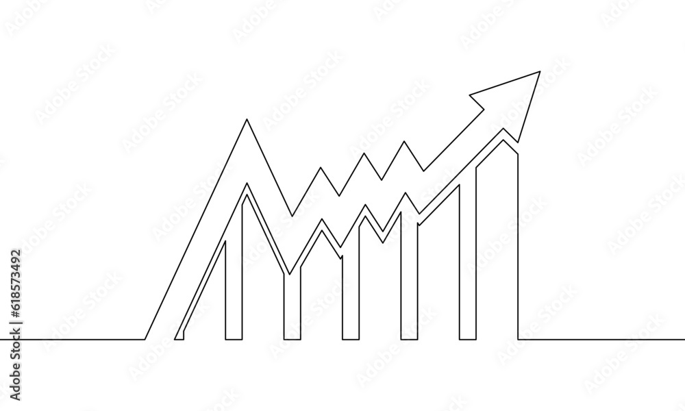 Continuous line drawing of arrow up. Illustration vector of graph icon ...