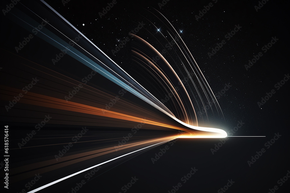 ai generated illustration Acceleration speed motion on night road ...