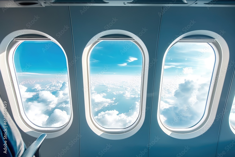 inside airplane show windows profesional photography ai generated Stock ...