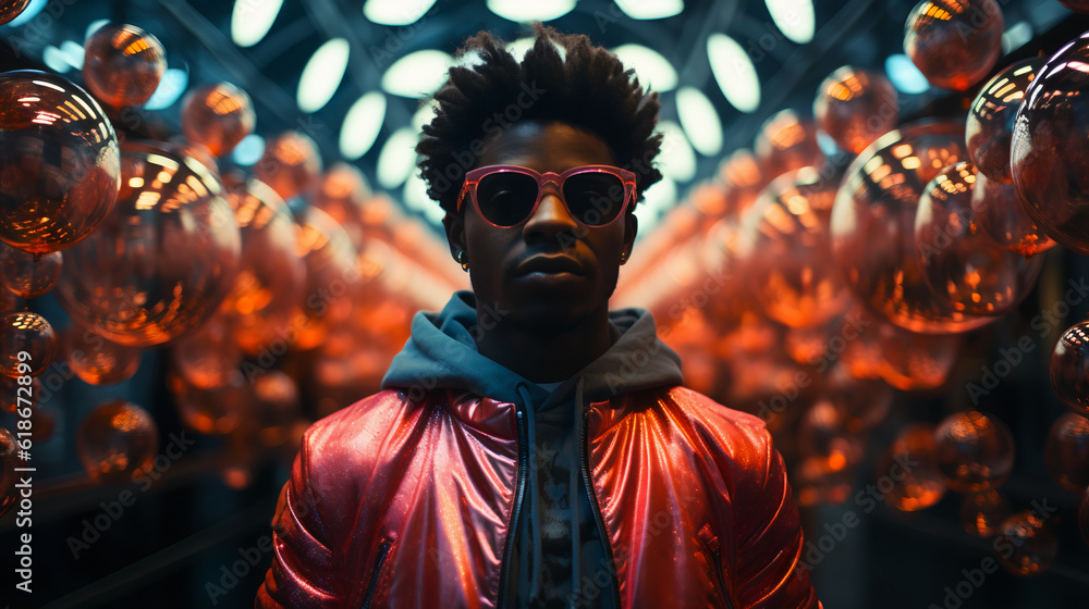 Neon Echoes: Afrofuturism-Inspired Man Embracing Techpunk Aesthetic ...