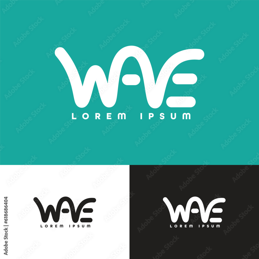 wave wordmark design, wave vector logo concept design template Stock ...