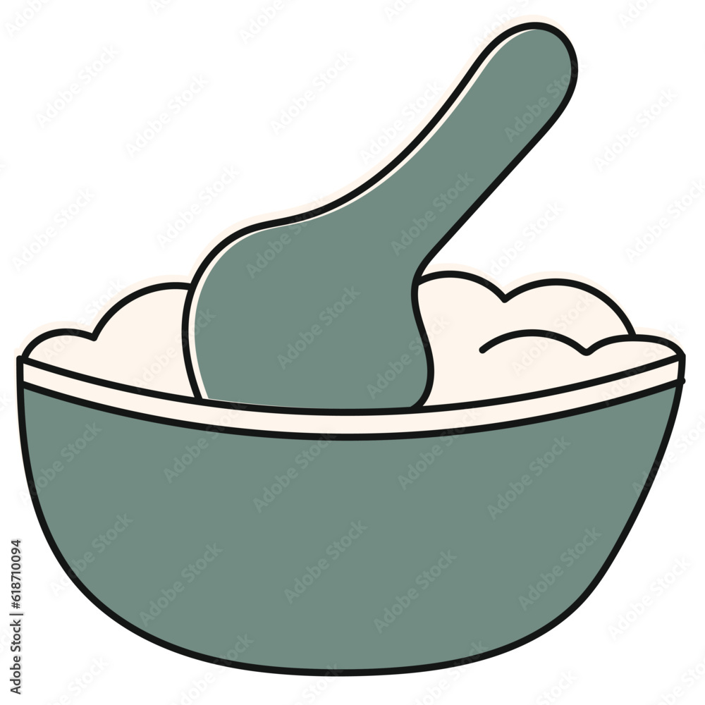 Vector de Stock baby porridge icon set hand drawn doodle vector ...