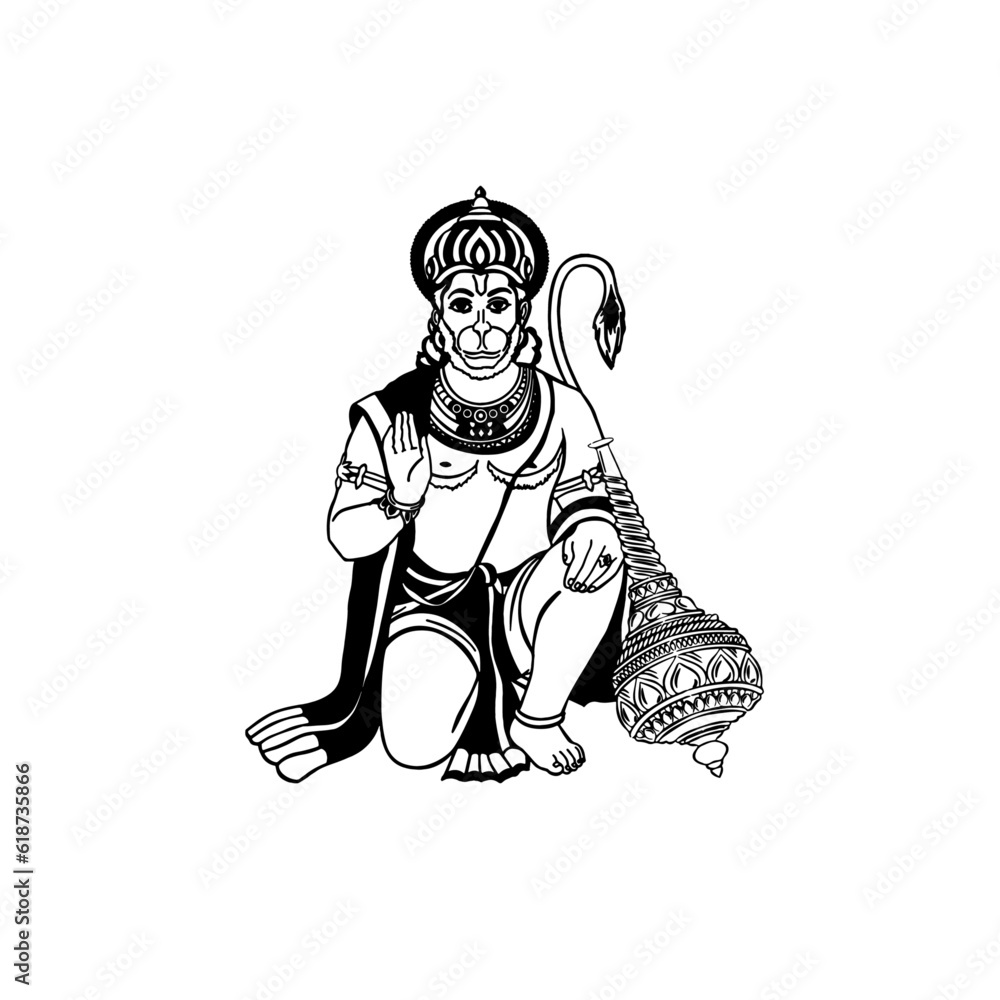 Lord Hanuman Clip Art Vector Design Stock Vector | Adobe Stock