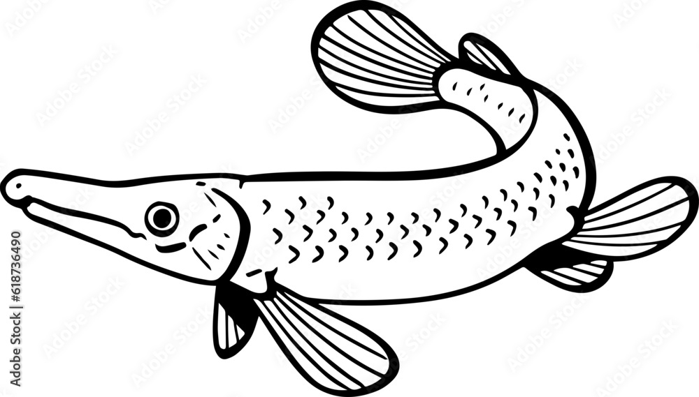 cartoon fish drawing illustration. Stock Vector | Adobe Stock