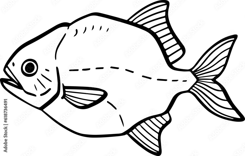 cartoon fish drawing illustration. Stock Vector | Adobe Stock