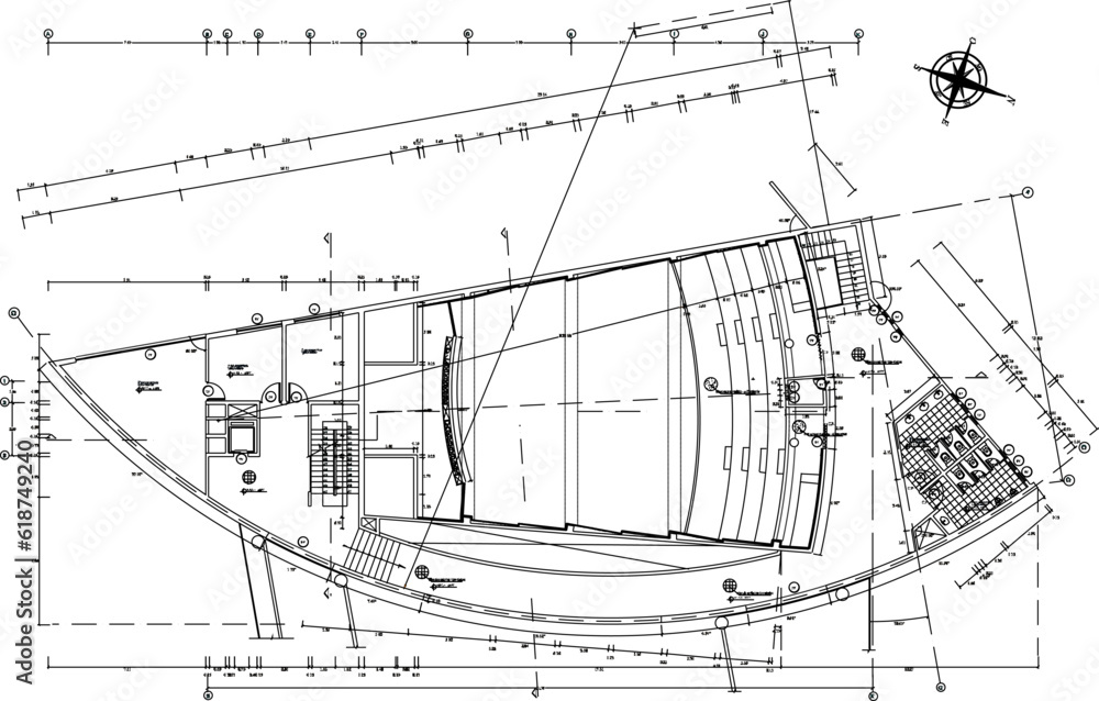 Vector sketch illustration of detailed architectural design of ...