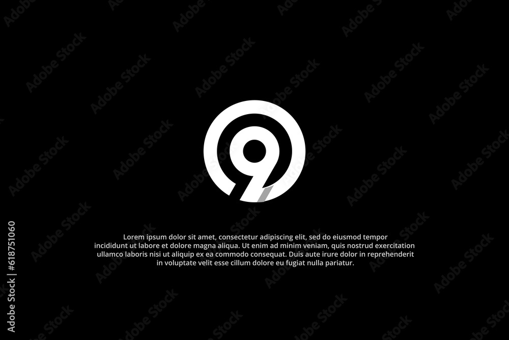 logo number 9 circle monogram Stock Vector | Adobe Stock