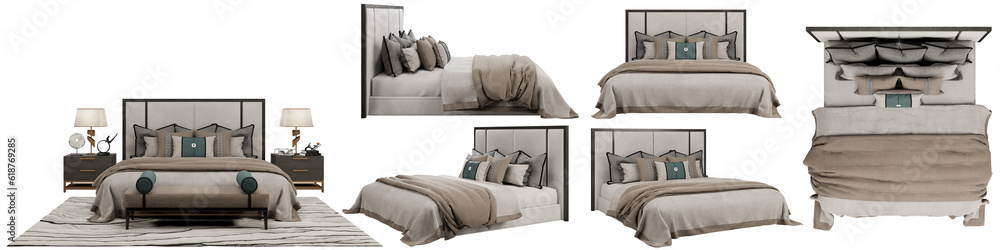 Bed, Bedroom, isometric bed, bed with pillows mockup, top view, font ...