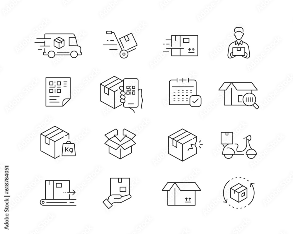 Logistics, Deliveries and Shipping Icon collection containing 16 ...