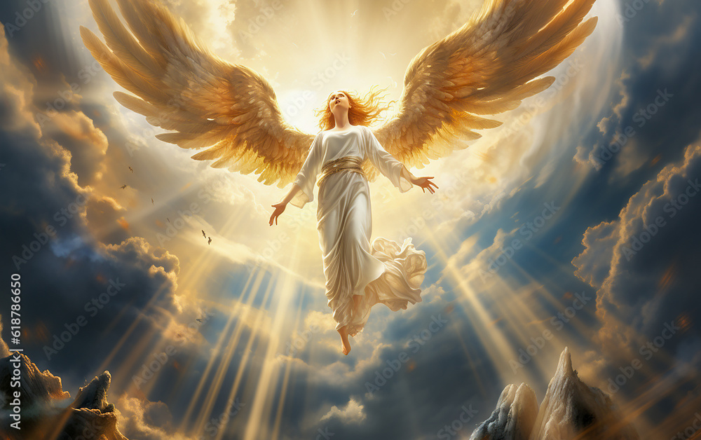 angel, Heavenly angel rising upwards, Archangel, sacred source ...