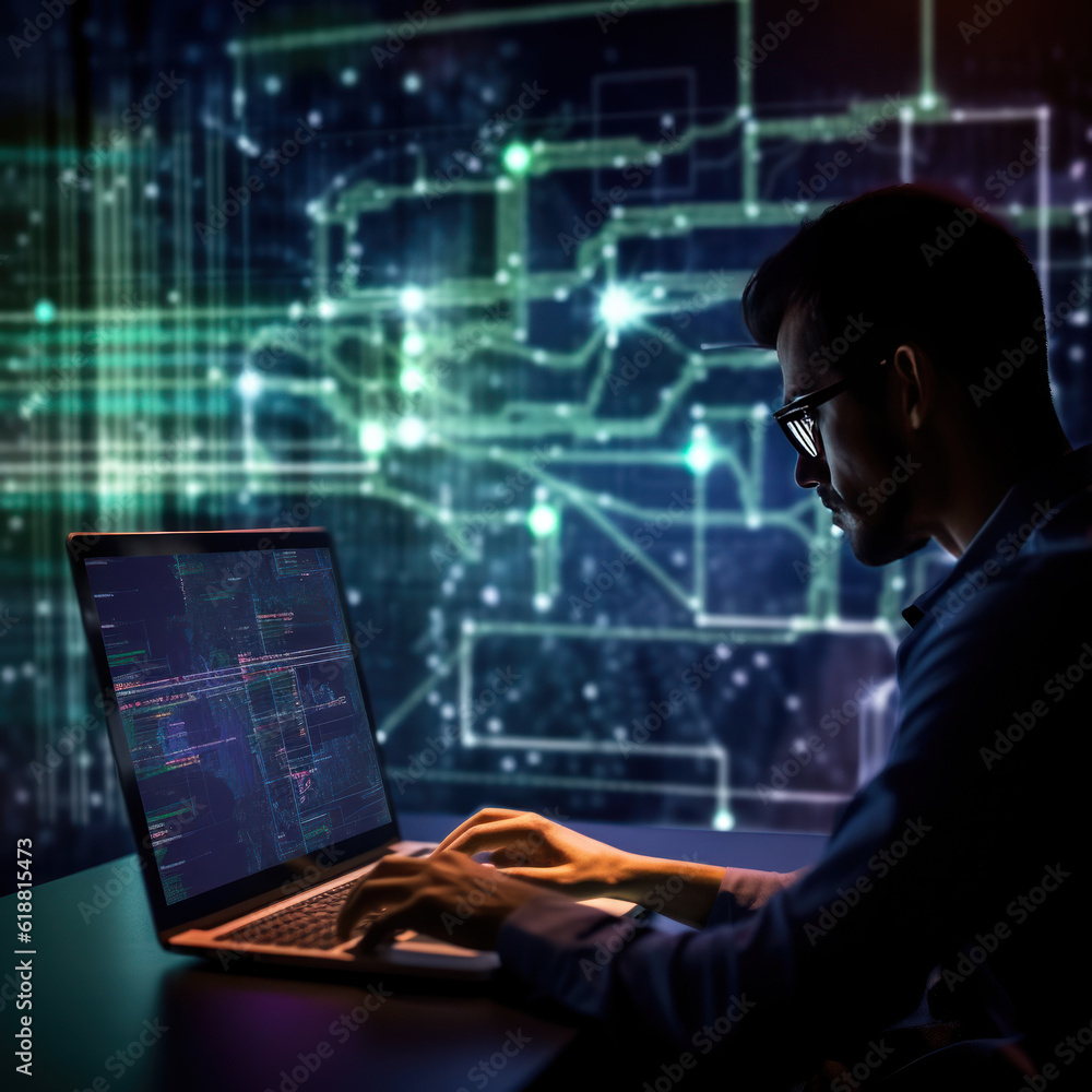 Cutting-edge Vision: Tech Guru in Futuristic Data Center Utilizing ...