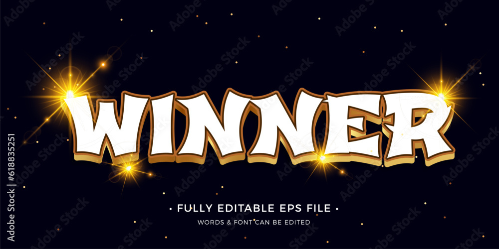 winner gold text effect editable Stock Vector | Adobe Stock