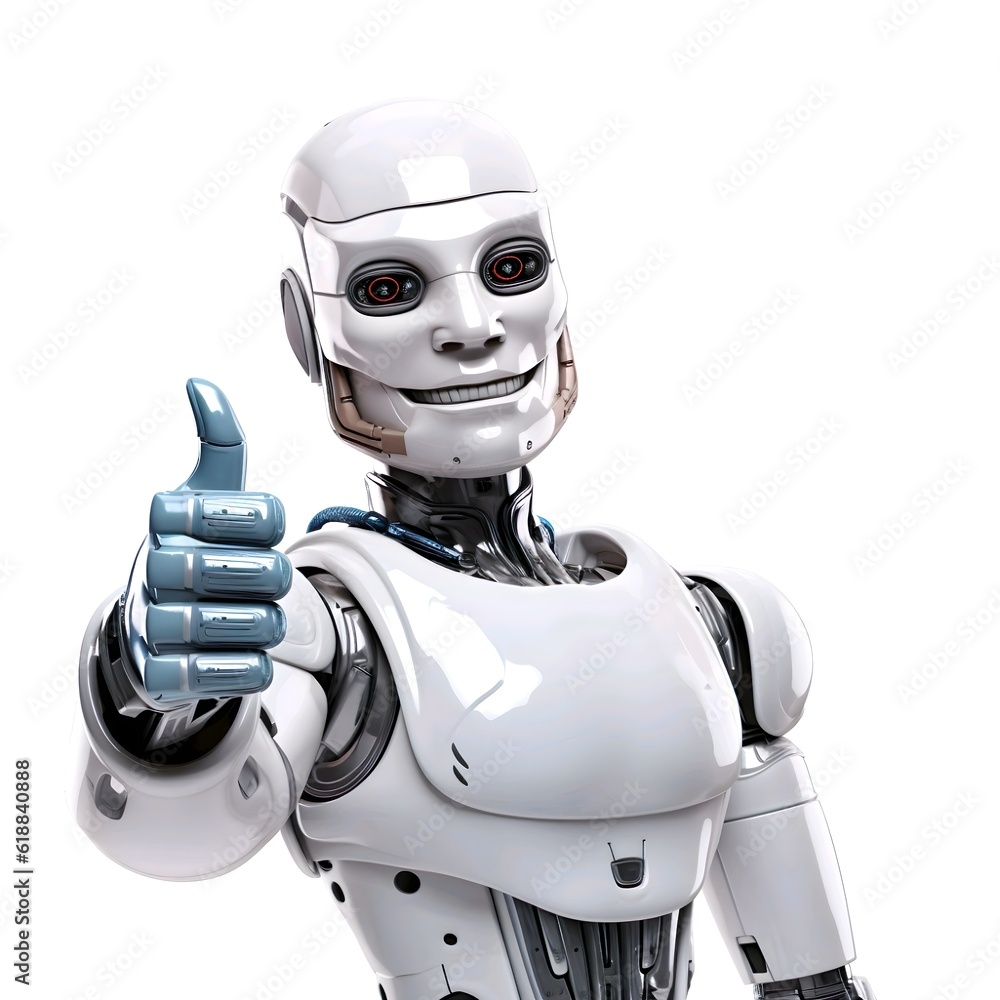Friendly RoboPal: Isolated Robot Giving Thumbs Up - Futuristic Technology Illustration ...