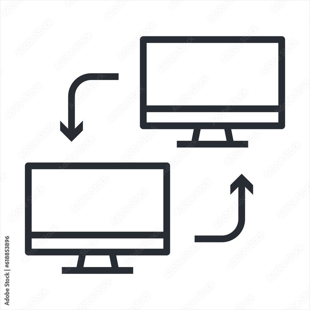 Computer network line icon, outline vector sign, linear style pictogram ...