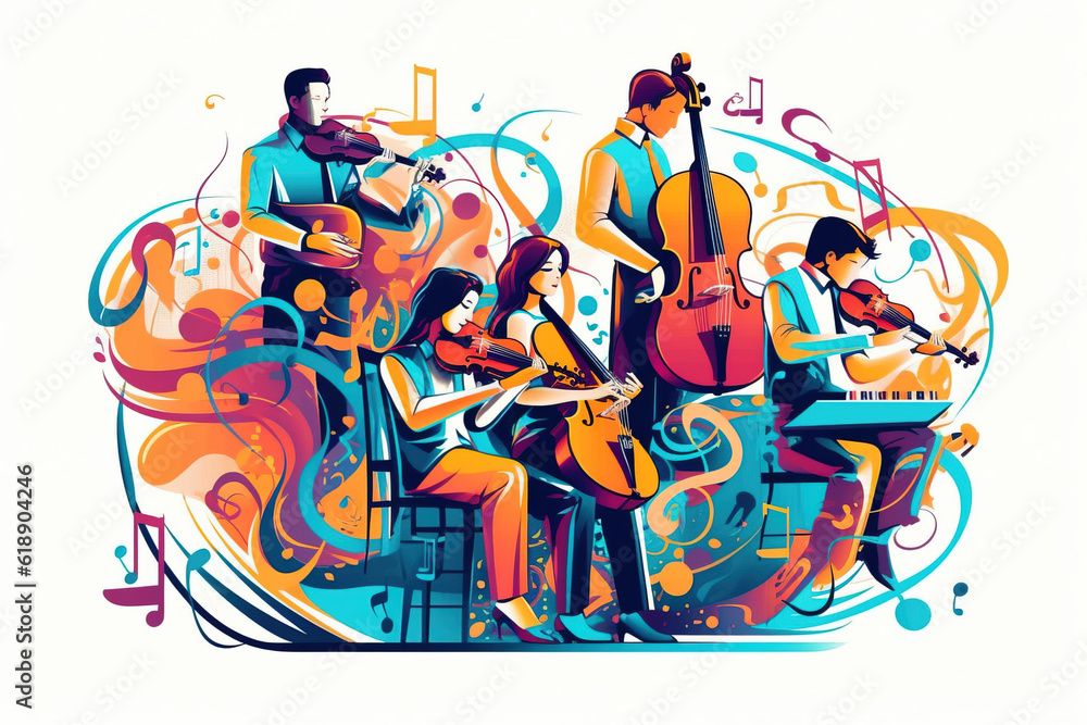 Vector, group, people, music, instruments, band, musicians, playing ...
