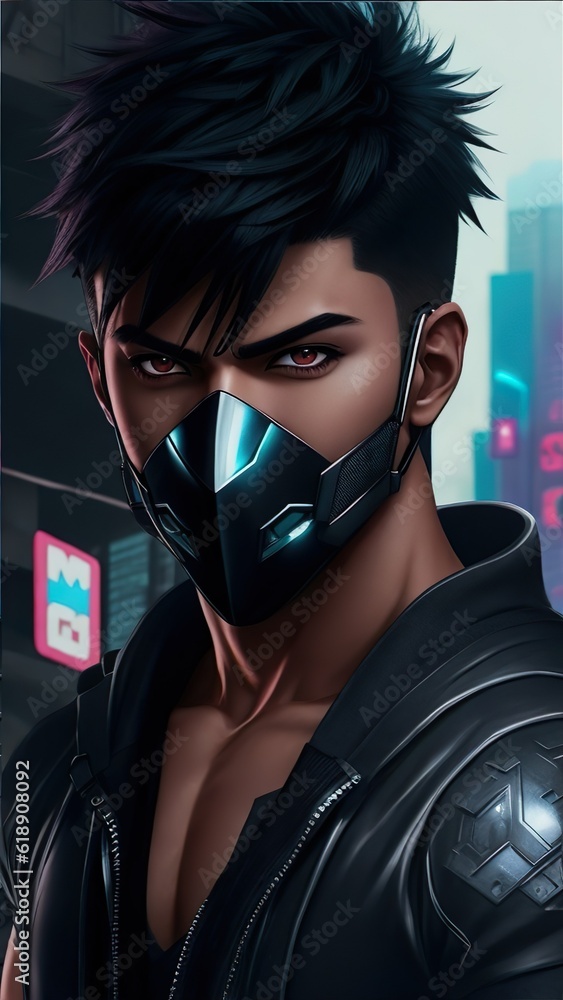 Discover a cyberpunk masterpiece: a hyper-realistic male anime ...