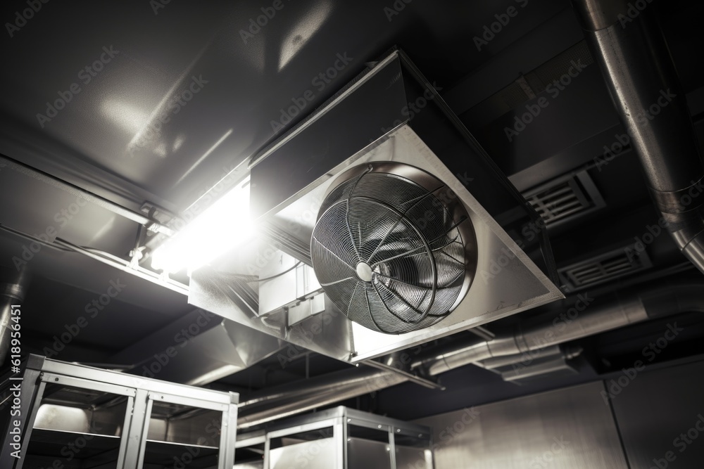 ventilation and exhaust system, with the fan in motion, bringing fresh ...