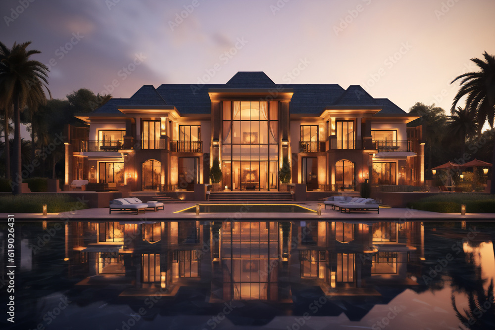 Luxury mansion estate which is a residential house building with a ...