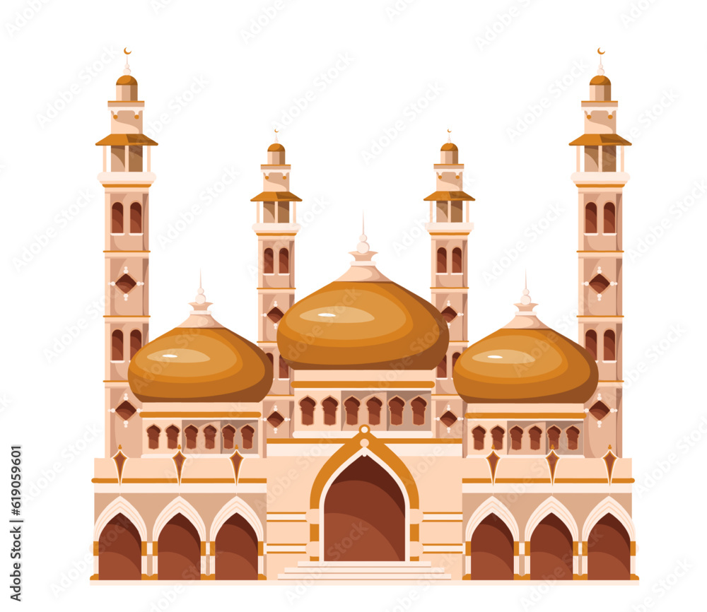 Mosque vector illustration. Cartoon isolated Muslim temple building and ...