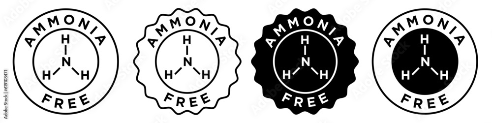 Ammonia free icon set collection. Vector stamp badge of non color ...