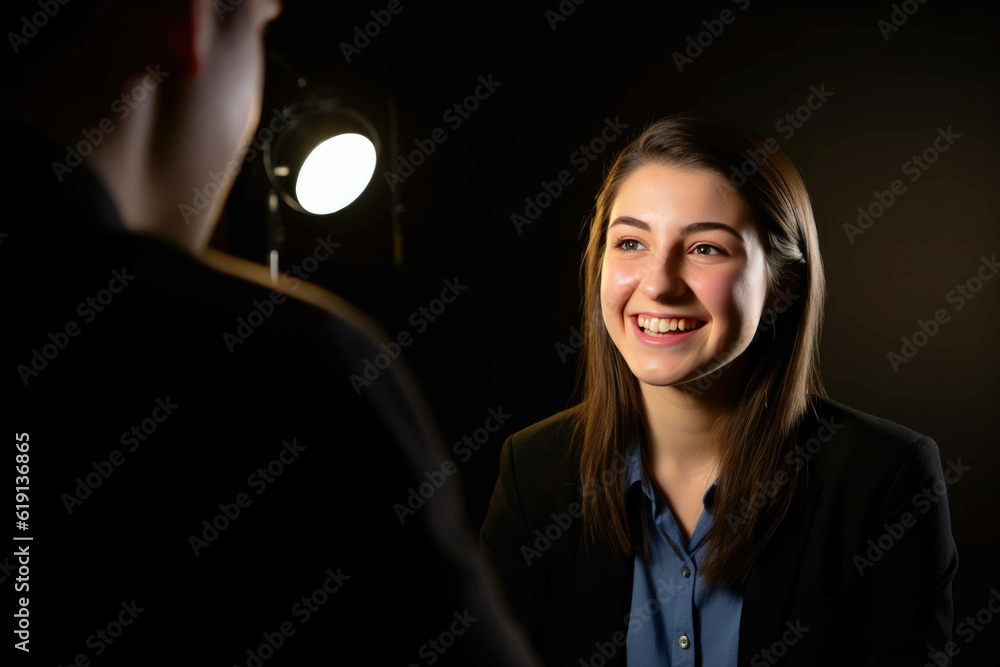 Professional Journalist Conducts Engaging Interview. Generative AI ...