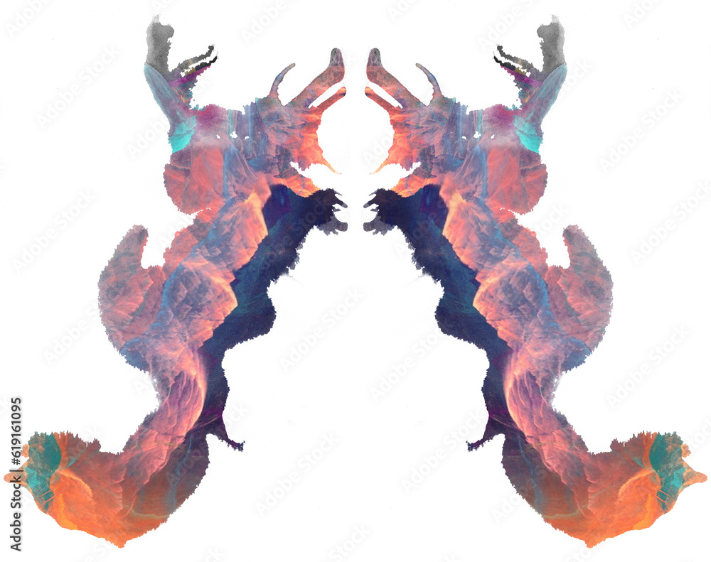 Colorful Rorschach Inkblot Test Illustration Isolated on Transparent ...