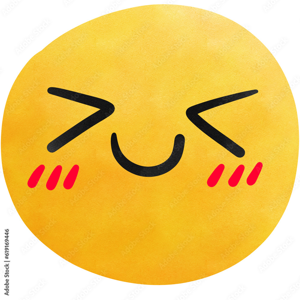 Ilustración de Stock smile face emoji,cute emoticon.Hand drawn, flat ...