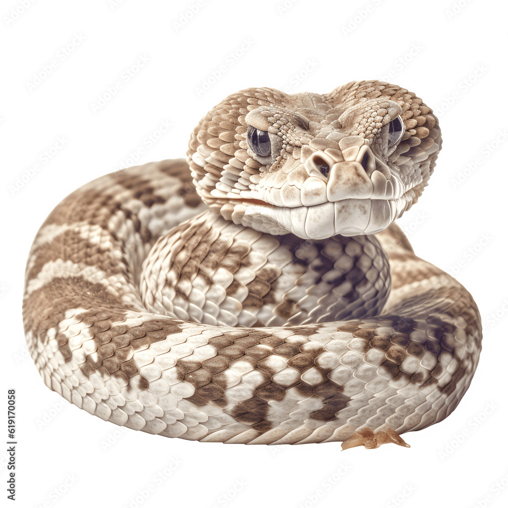 Puff Adder snake on transparent background, png file, isolated, white ...
